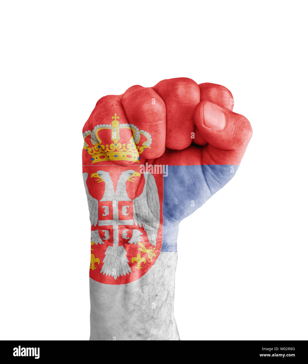 Flag of Serbia painted on human fist like victory symbol Stock Photo ...