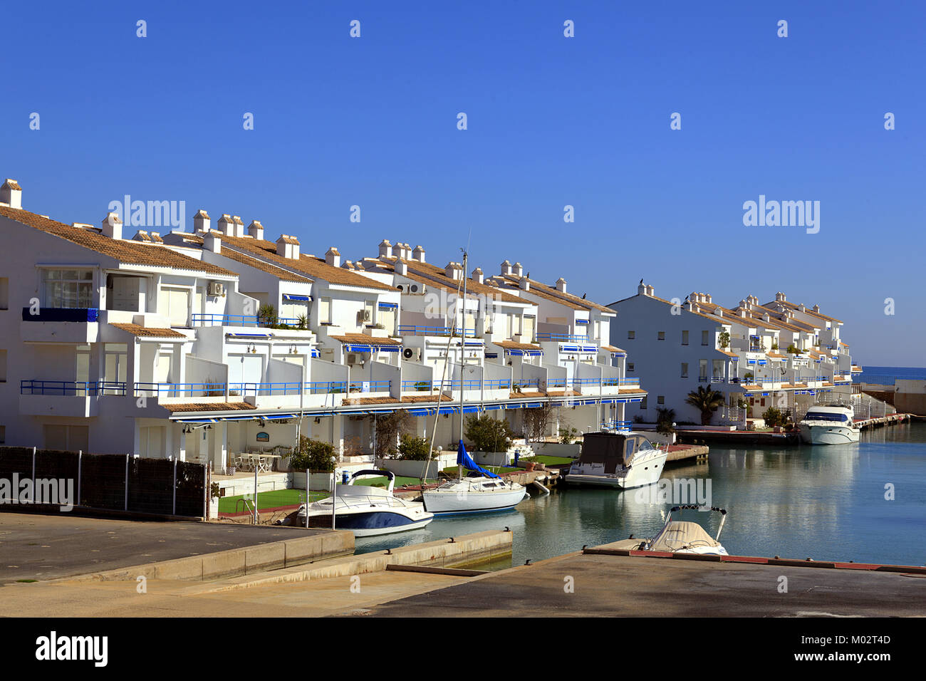 Waterfront Apartments overlooking Port Fuentes Alcossbre Spain Stock ...