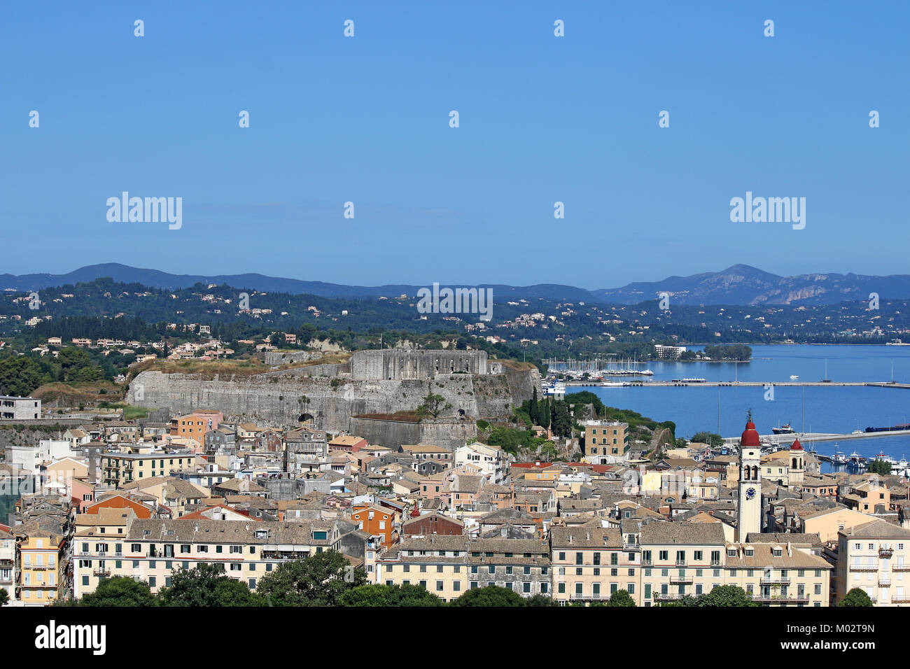 Corfu town and new fortress cityscape Greece summer season Stock Photo ...