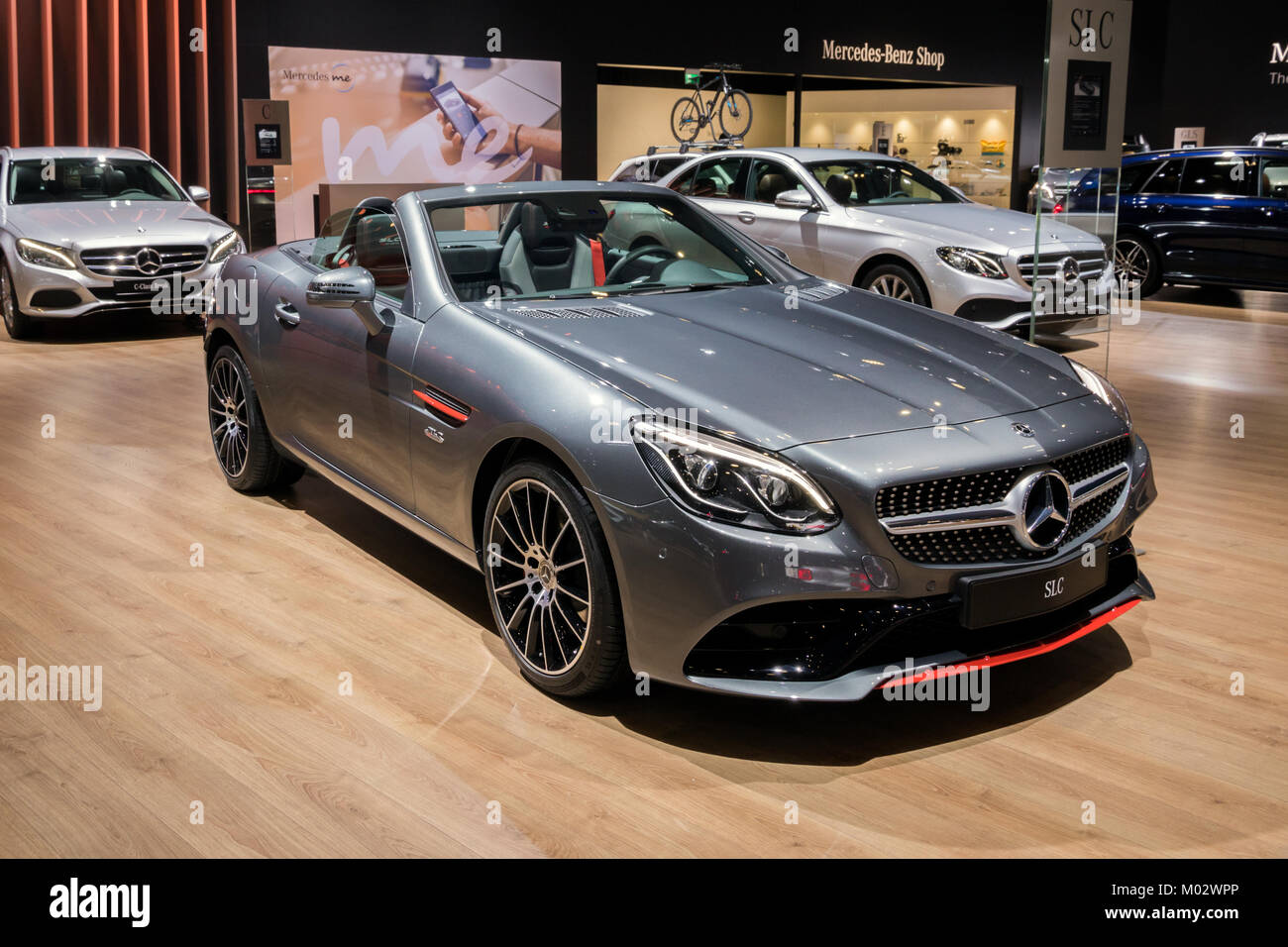 BRUSSELS - JAN 10, 2018: New Mercedes Benz SLC Roadster cabriolet car ...