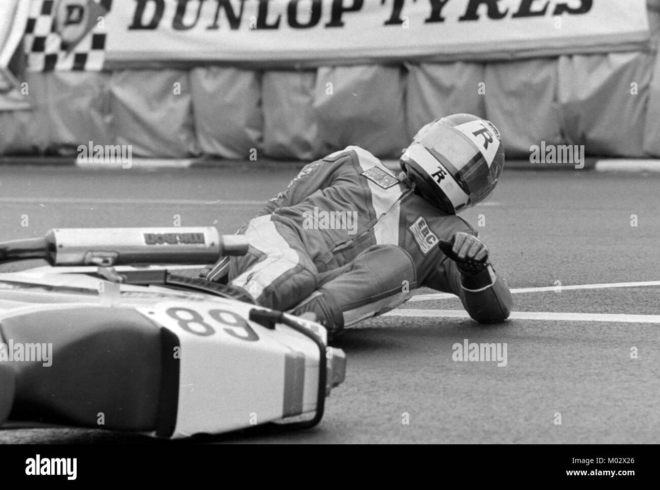 Tony Rutter takes a fall from his Ducati at Quarterbridge in Formula 1 ...