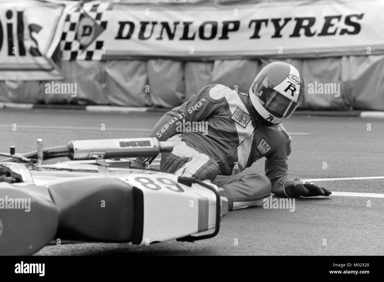 Tony Rutter takes a fall from his Ducati at Quarterbridge in Formula 1 ...