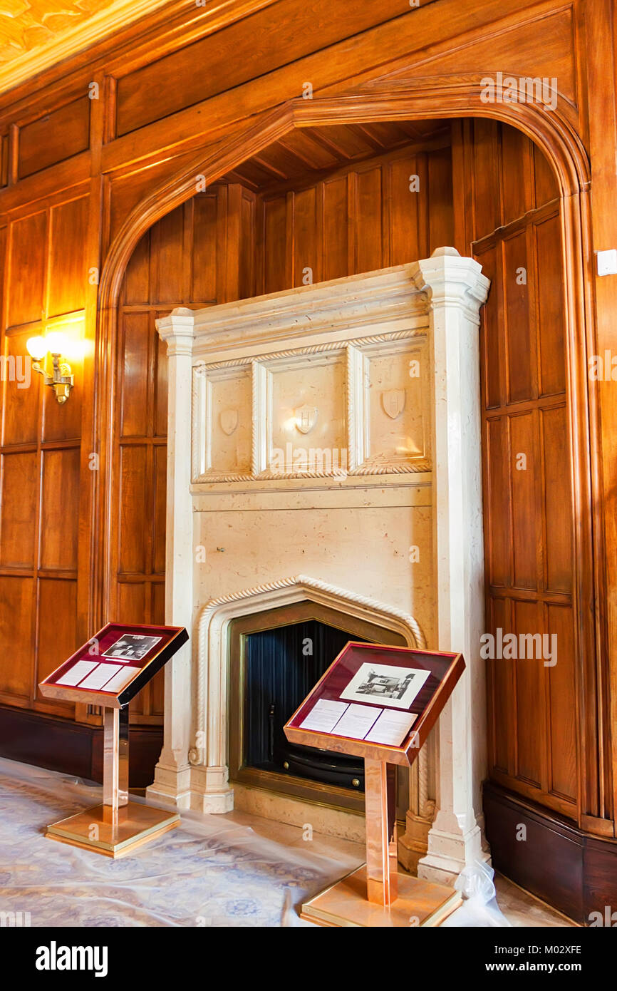 LIVADIA, RUSSIA - MARCH 21, 2011: Fireplace in Livadia Palace in Crimea ...