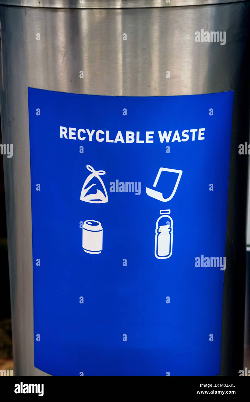 Close up recyclable waste bin Stock Photo - Alamy