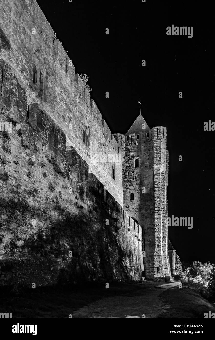 Medieval fortified gate towers Black and White Stock Photos & Images ...