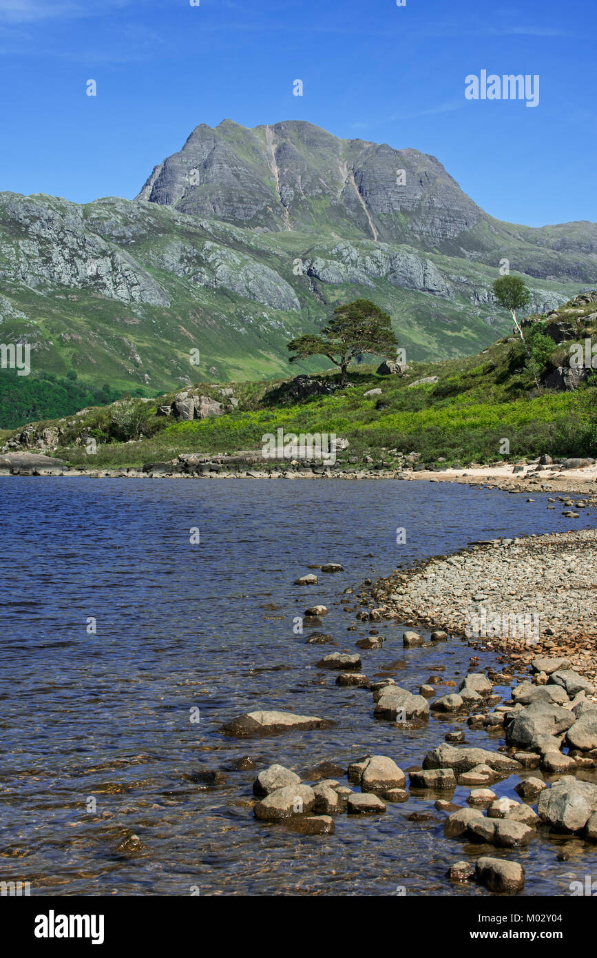 The mountain Slioch, composed of Torridonian sandstone on a base of ...