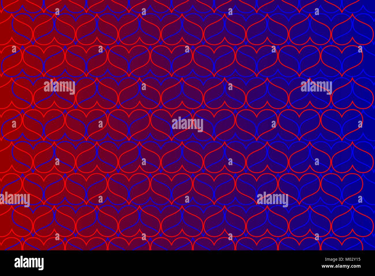 Red and blue heart vector pattern - red and blue pattern on a red and ...