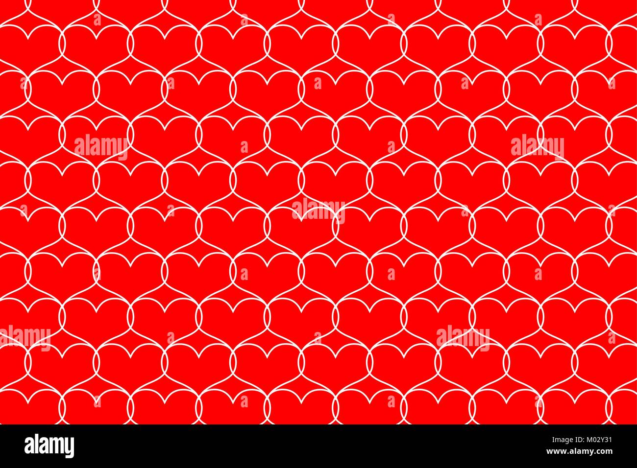 White heart vector pattern - white pattern on a red background Stock ...
