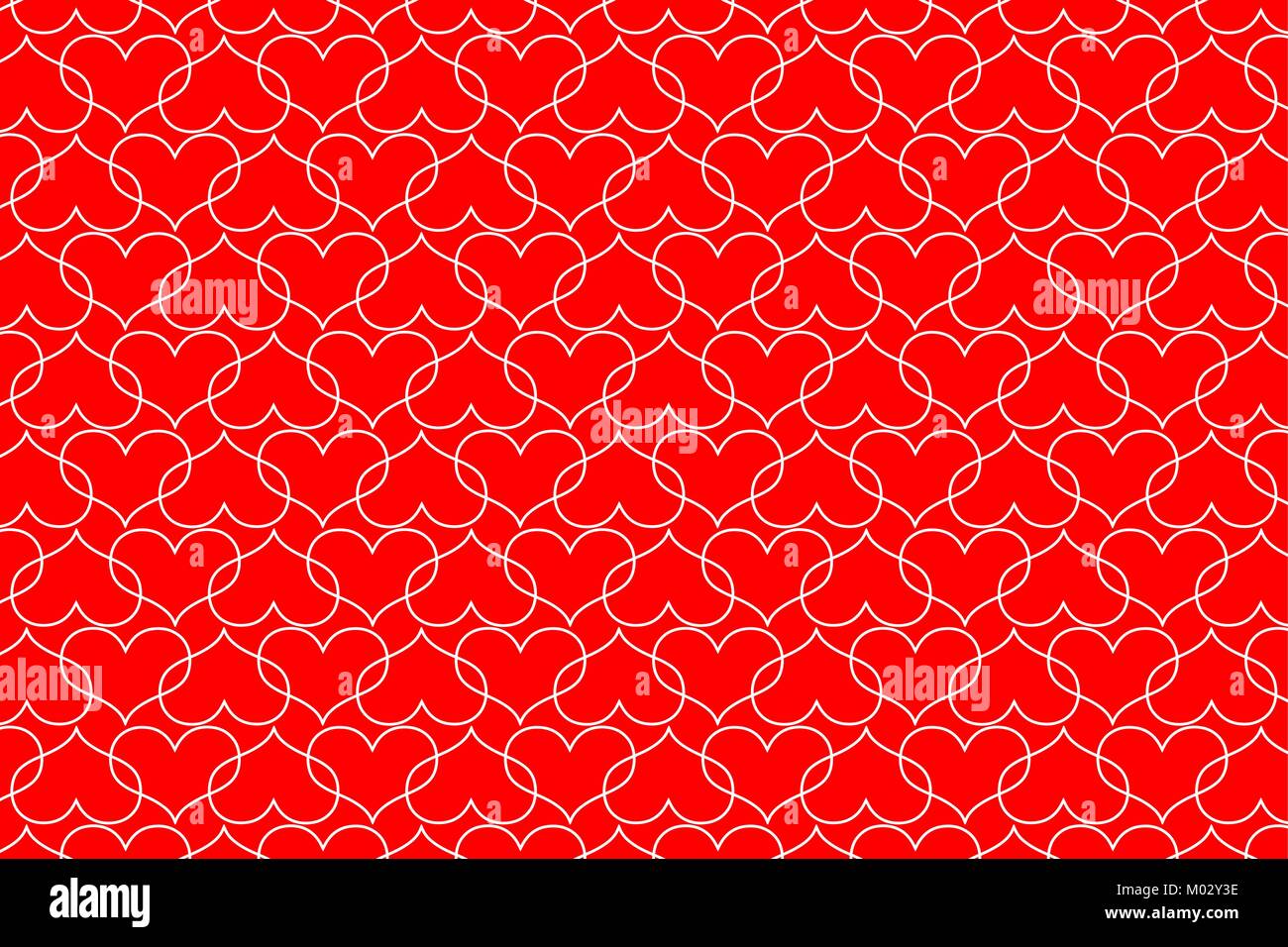 White heart vector pattern - white pattern on a red background Stock ...