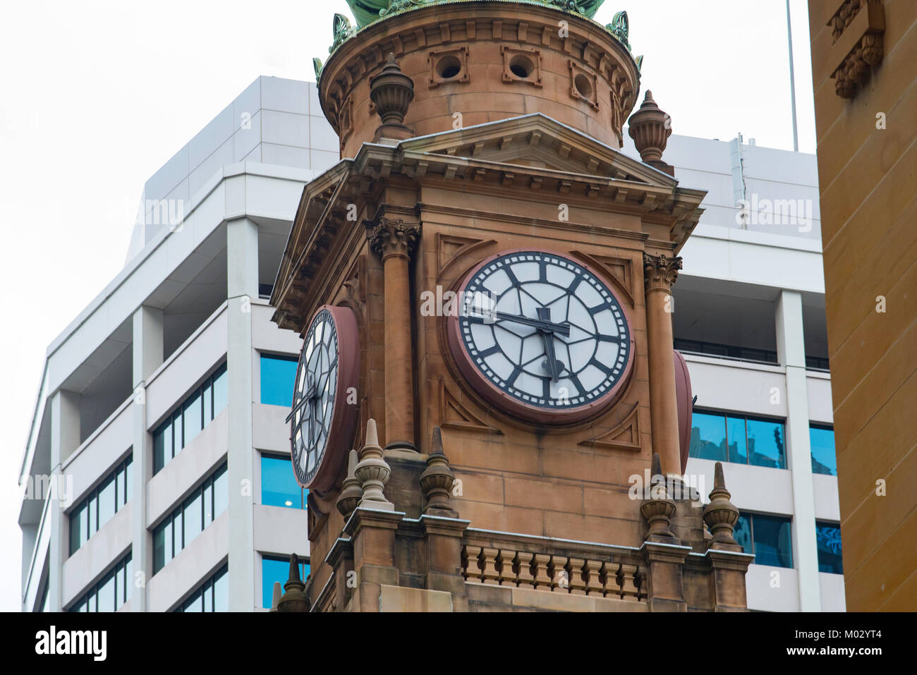 Looking up at Sydney's GPO clock tower in Martin Place. This is the ...