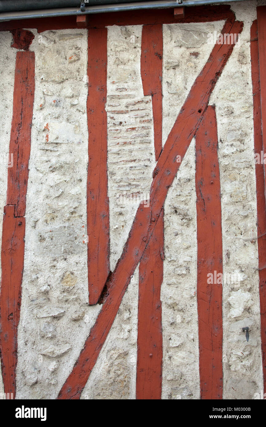 Wall of old timber framing house Stock Photo - Alamy