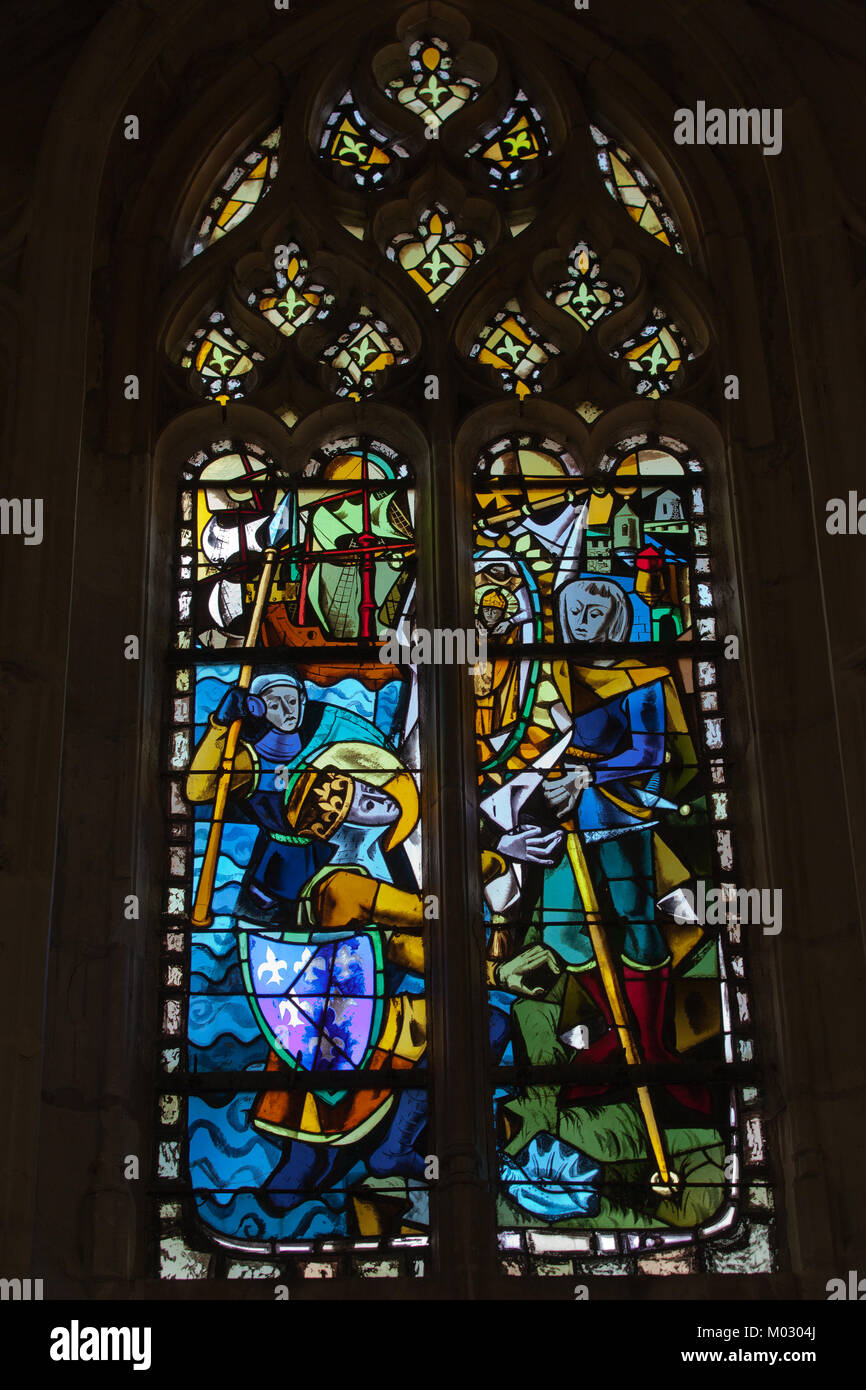 The stained glass windows inside Chapel St. Hubert where Leonardo Da ...