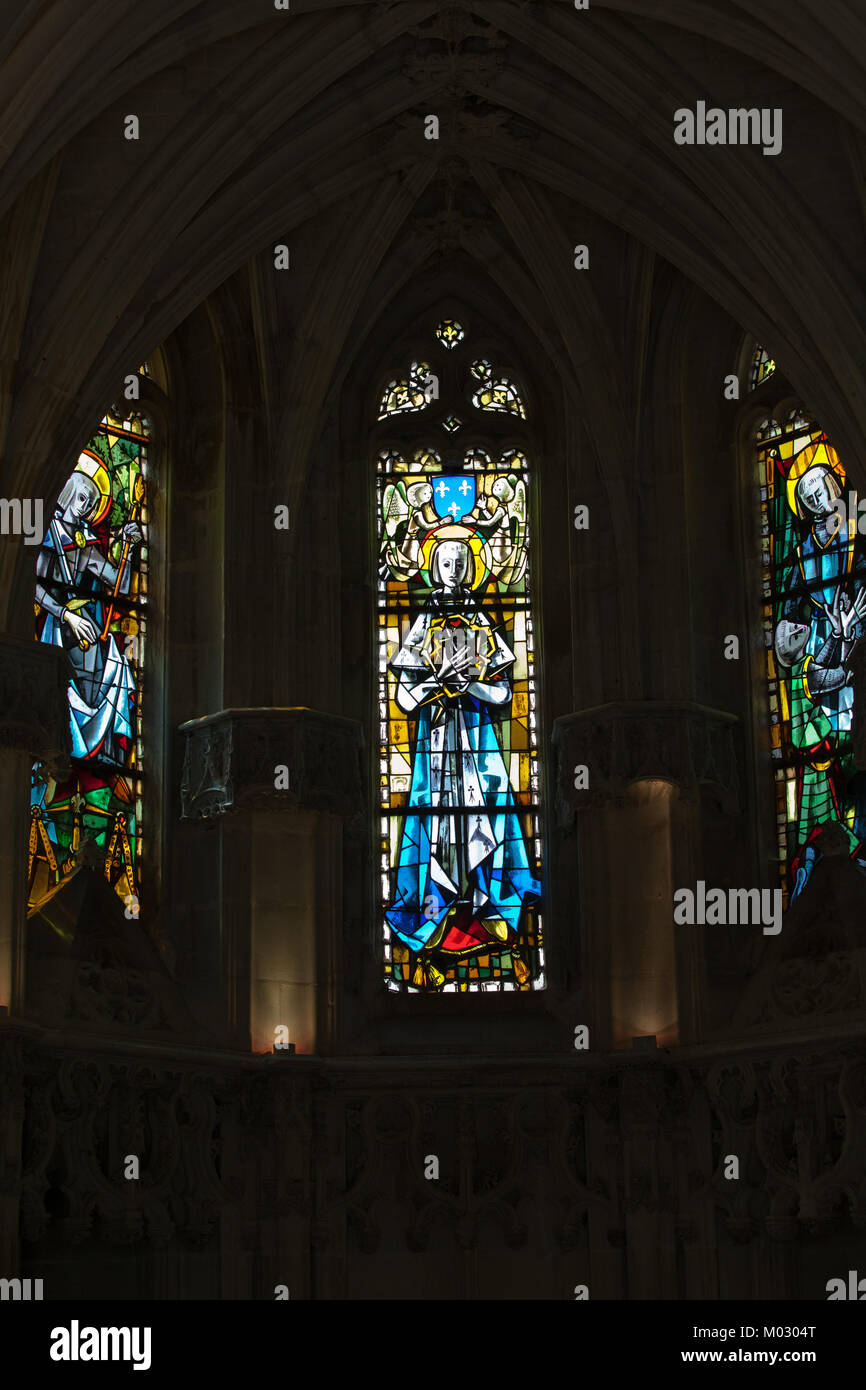 The stained glass windows inside Chapel St. Hubert where Leonardo Da ...