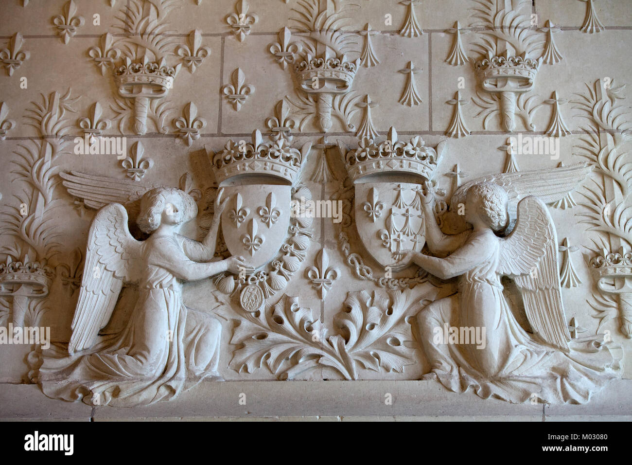 Heraldic motifs in the castle Amboise. .Valley of the river Loire ...
