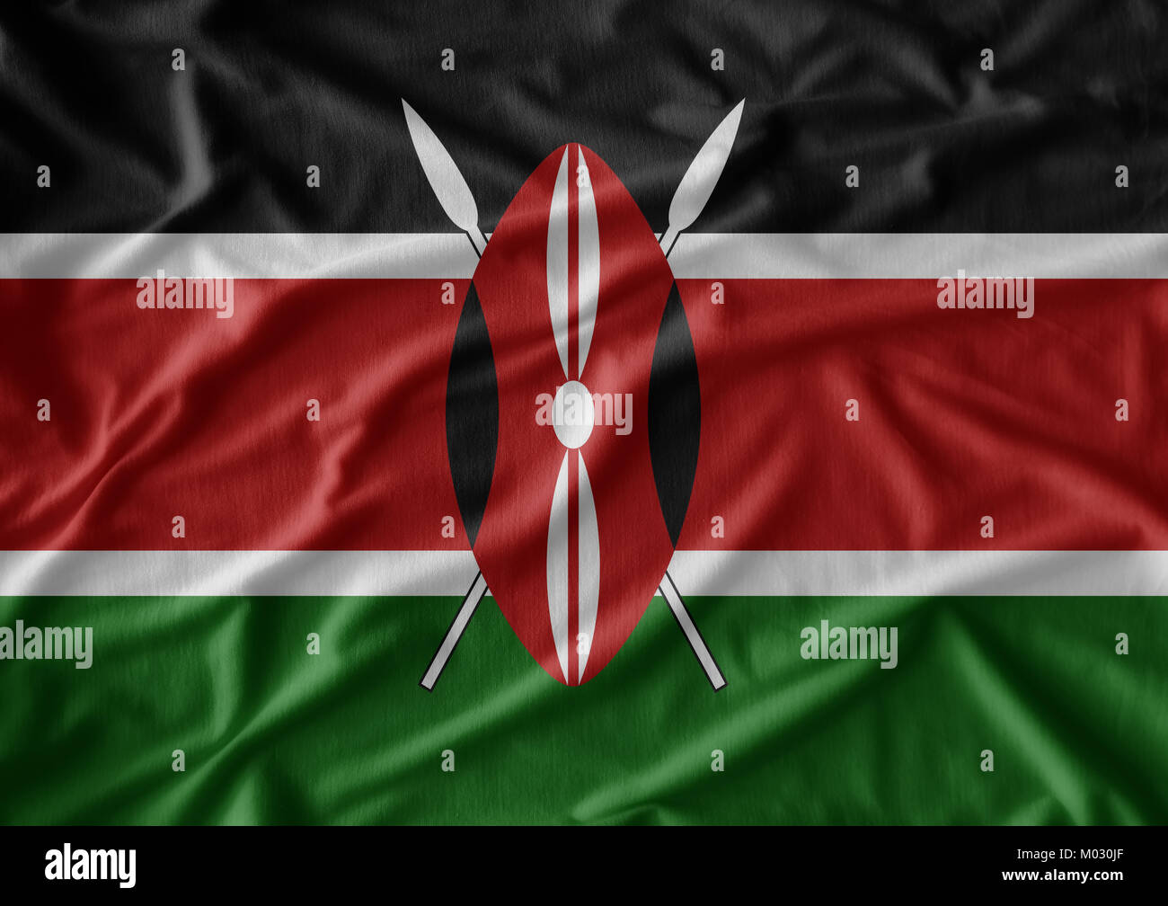 Kenya flag pattern on the fabric texture Stock Photo - Alamy