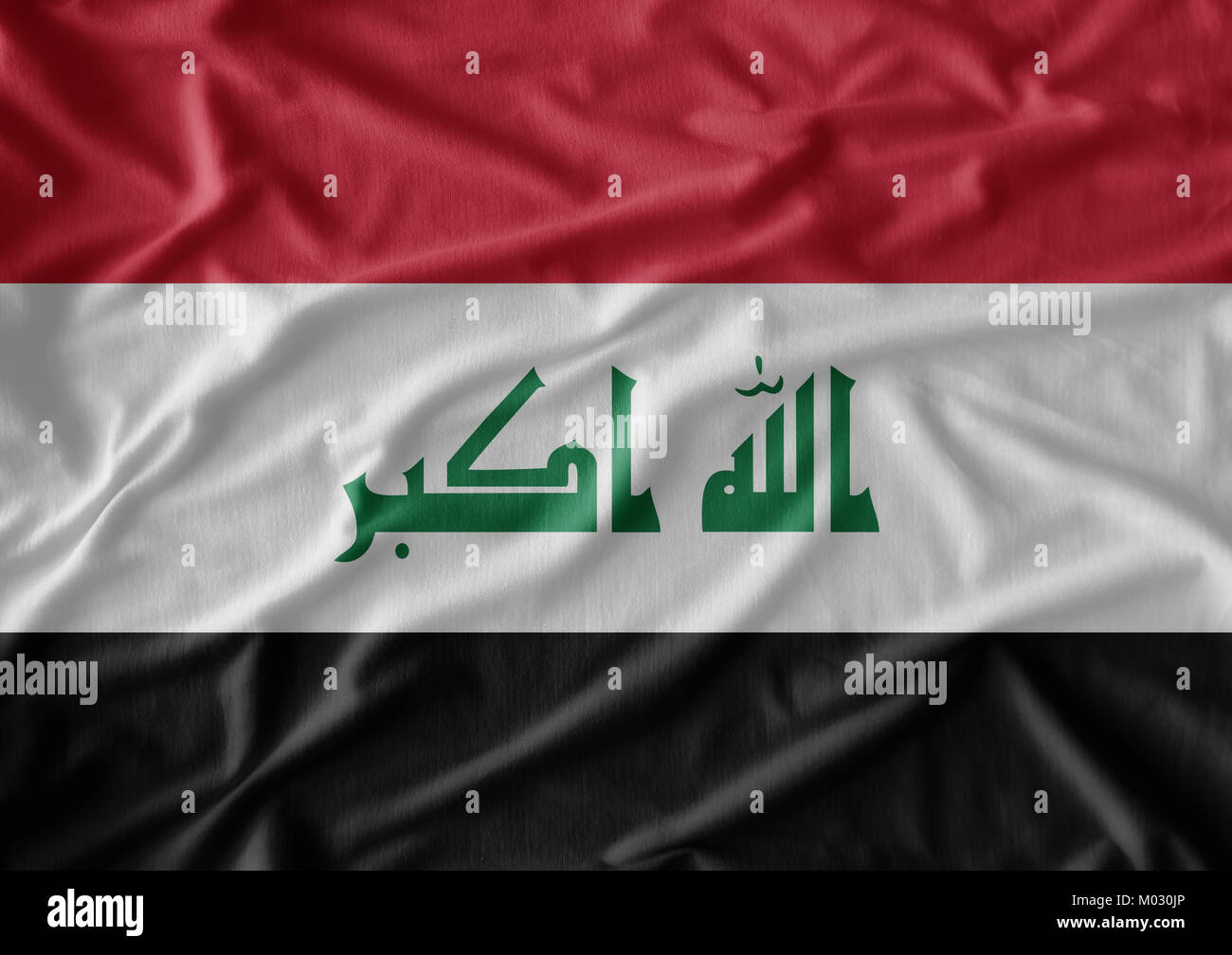 flag of Iraq , Flag has real fabric texture Stock Photo - Alamy