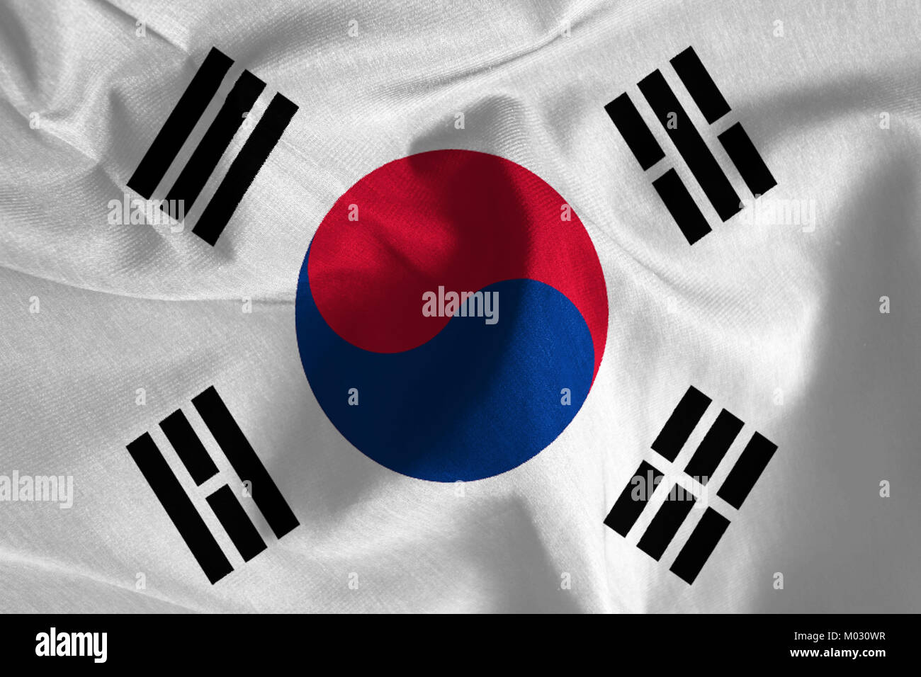 South Korea flag pattern on the fabric texture ,vintage style Stock ...