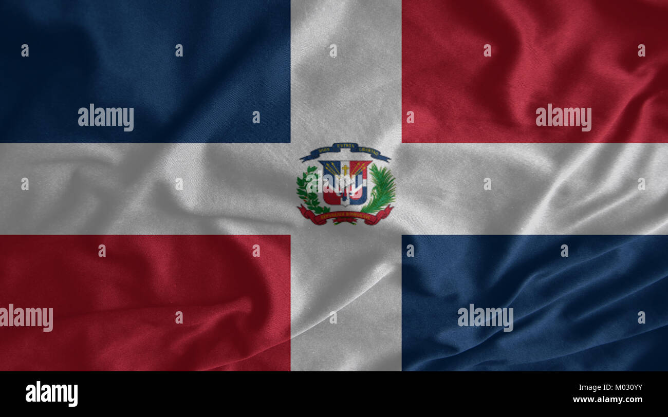 Fabric texture of the flag of Dominican Republic Stock Photo - Alamy