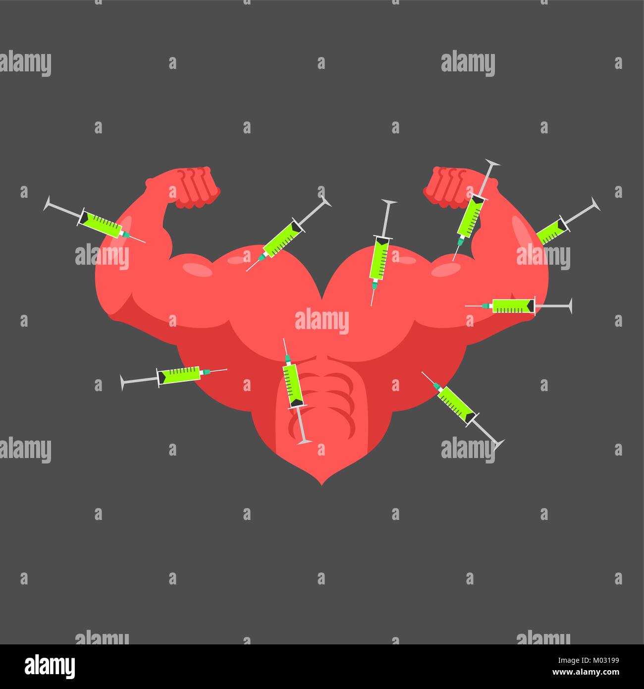Doping for love. Strong heart and steroids. Syringe with anabolic ...
