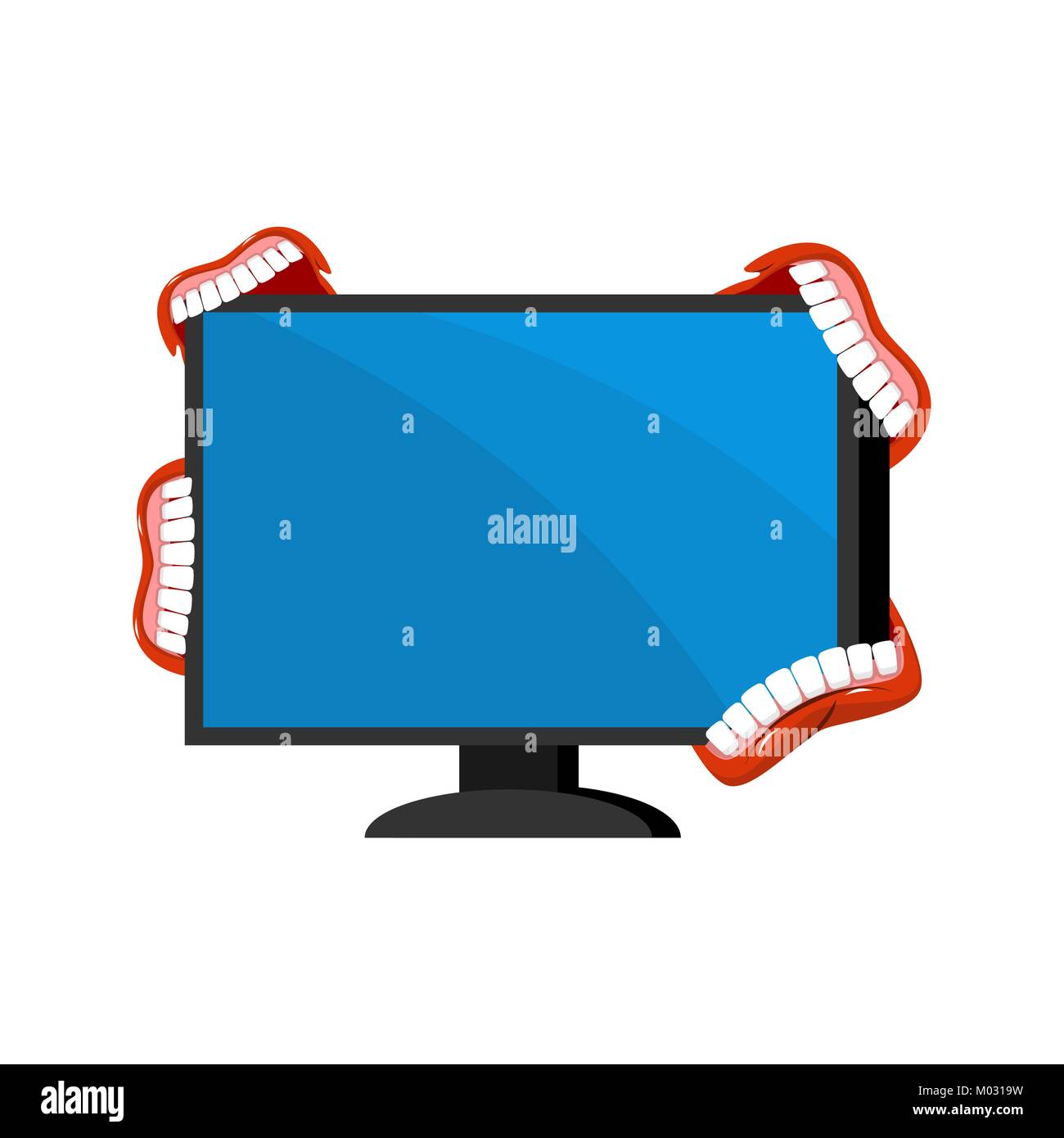 Computer is infected with viruses. Virus is biting PC. Web security ...