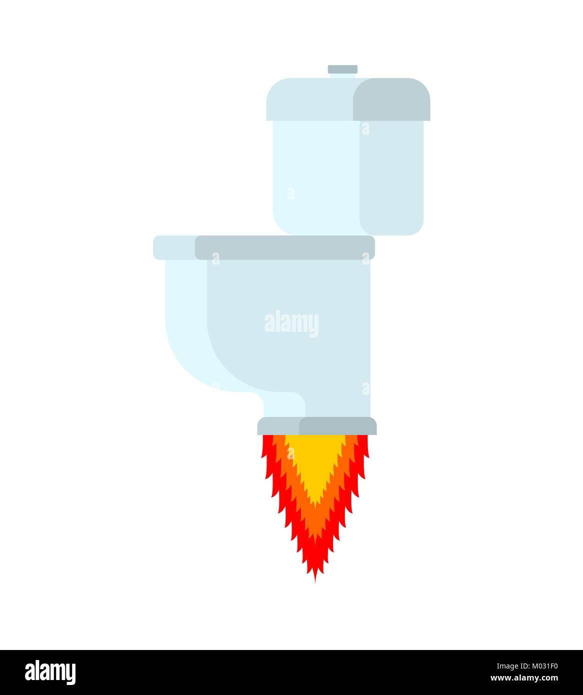 Toilet rocket with turbine is flying. Jet toilet. Vector illustration ...