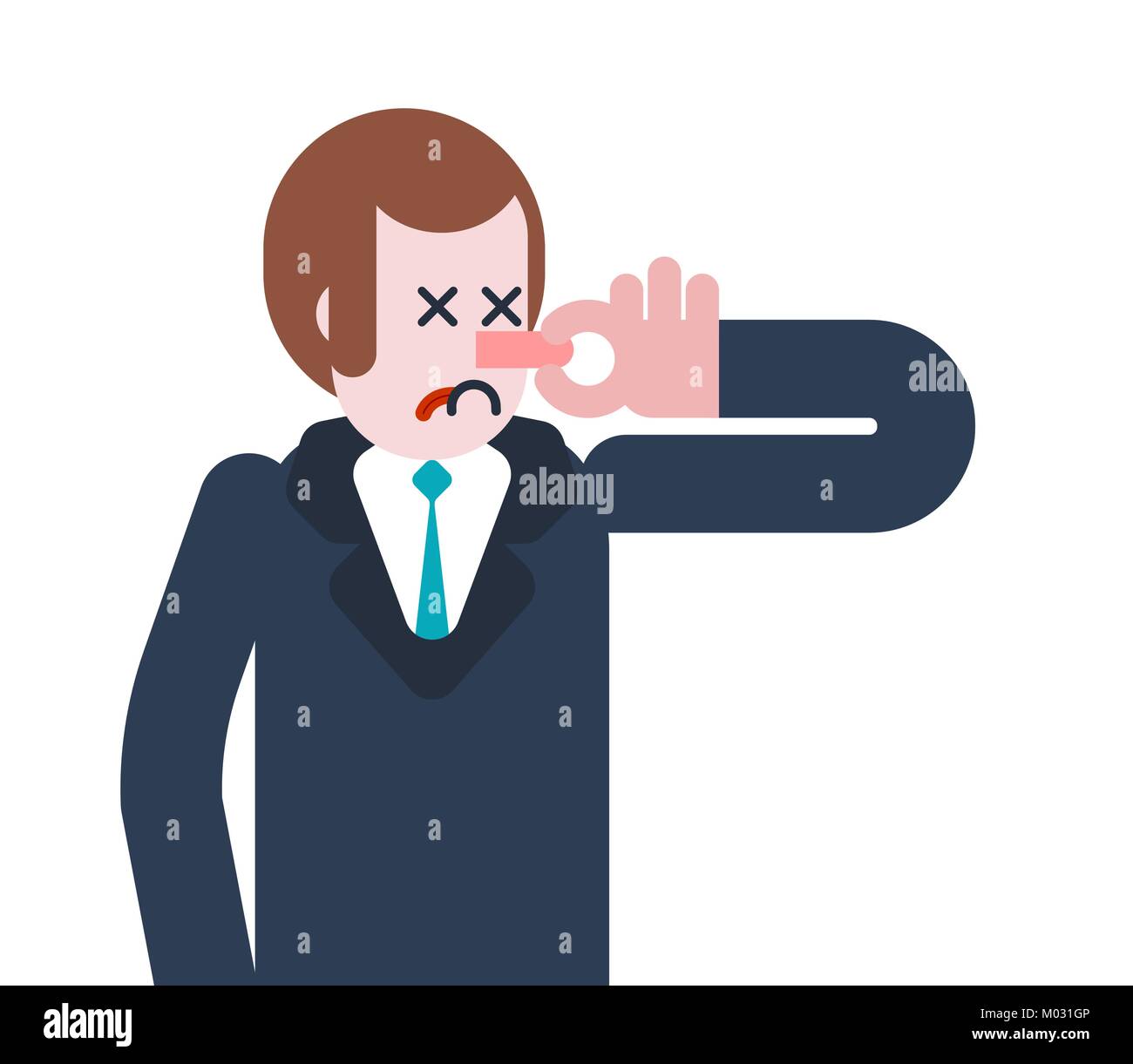 Stink Man Close nose. Guy and Bad smell. Vector illustration Stock ...