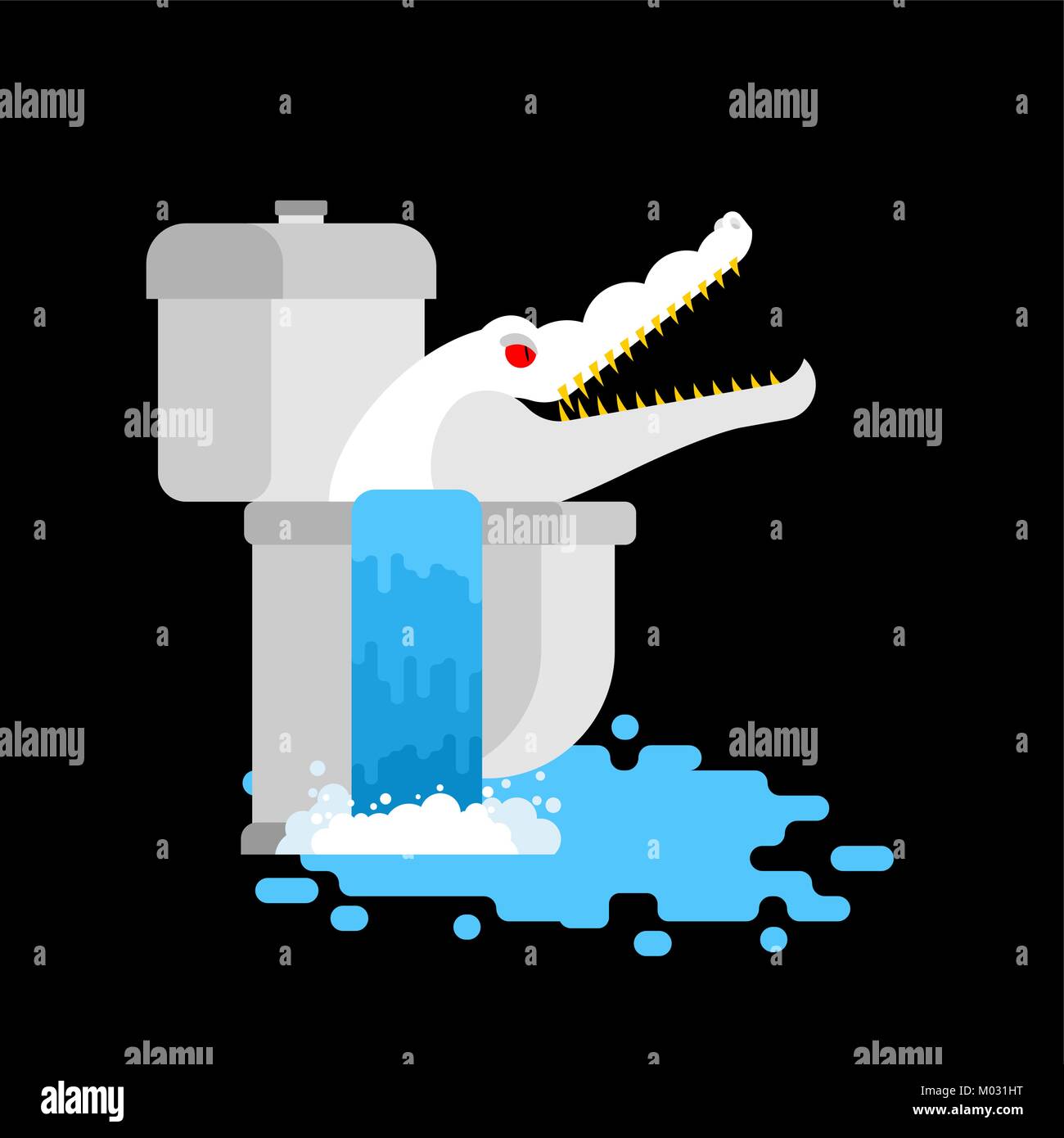 Albino alligator in toilet. Crocodile White Monster in sewer. Predator ...