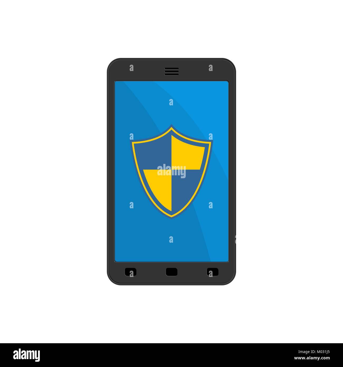 Smartphone protection. Shield on phone. Gadget Reliable protection ...