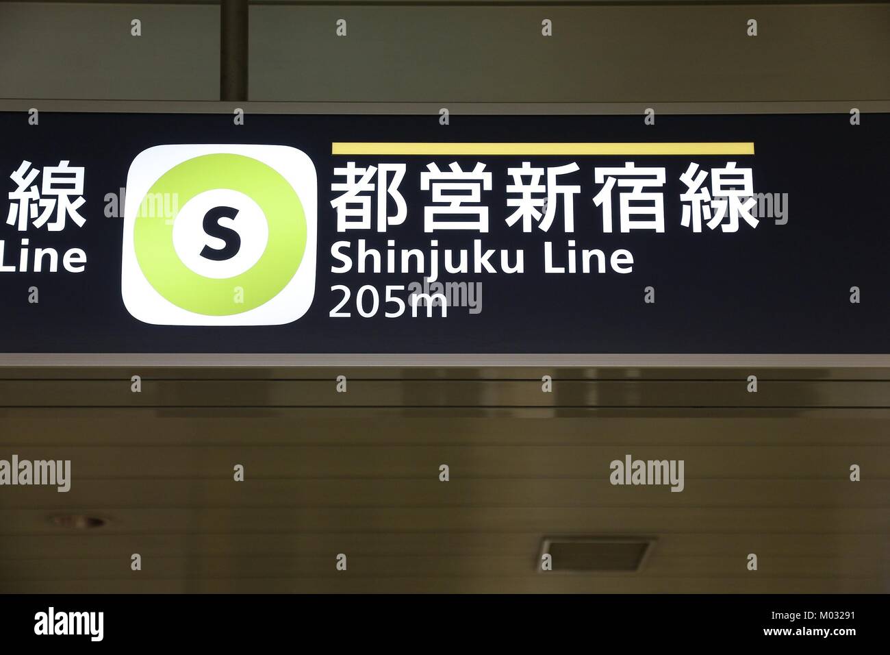 TOKYO, JAPAN - DECEMBER 1, 2016: Shinjuku Line of Toei Subway in Tokyo ...