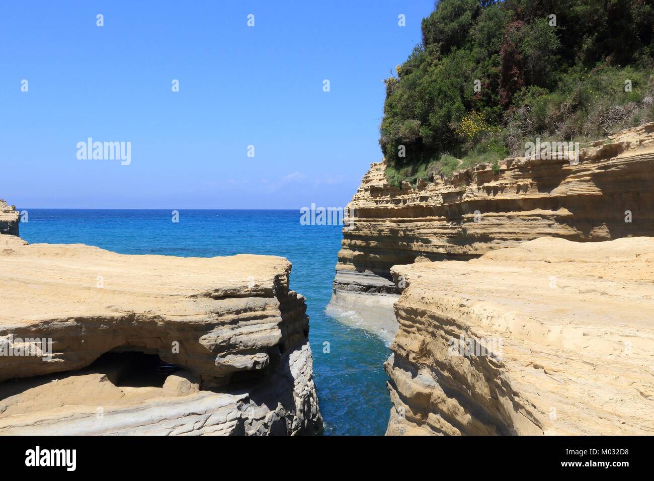Sidari on Corfu island, Greece. Canal D'Amour rock formation - Canal of ...
