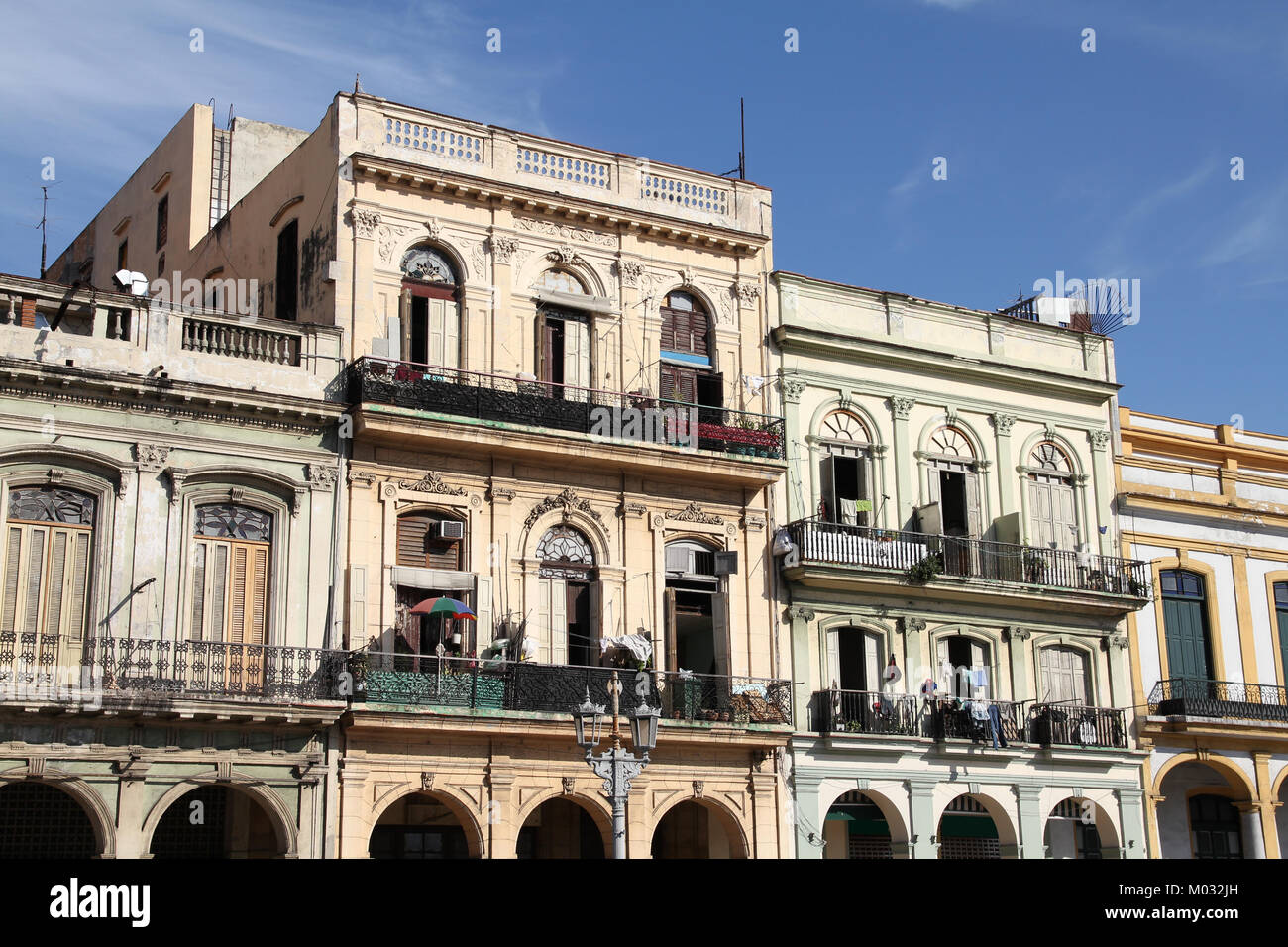 Havana, Cuba - city architecture. Old residential buildings Stock Photo ...
