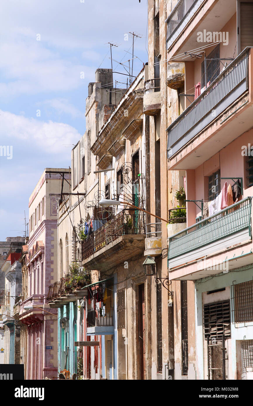 Havana, Cuba - city architecture. Old residential buildings Stock Photo ...