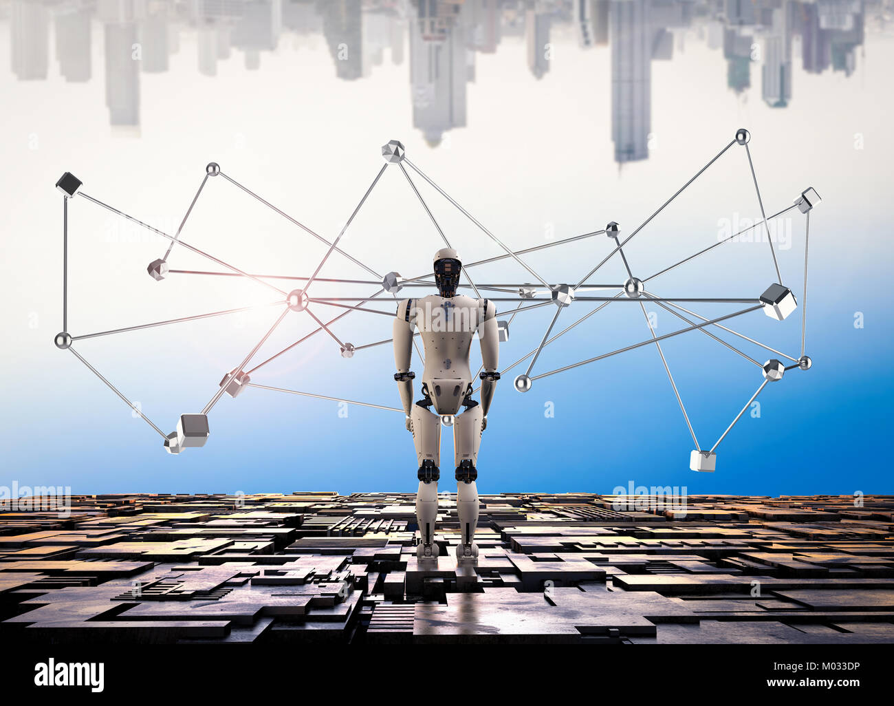 technology connection concept with 3d rendering connection structure ...