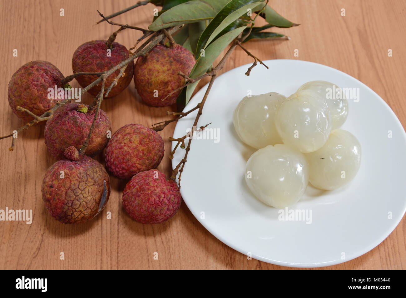 lychee tropical fruit on plate Stock Photo - Alamy