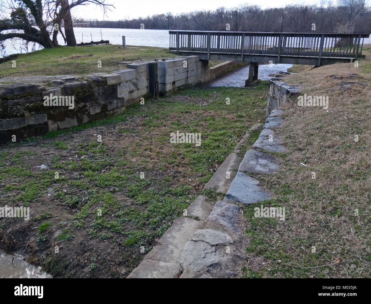 C and O Tidewater lock and Potomac River Stock Photo - Alamy
