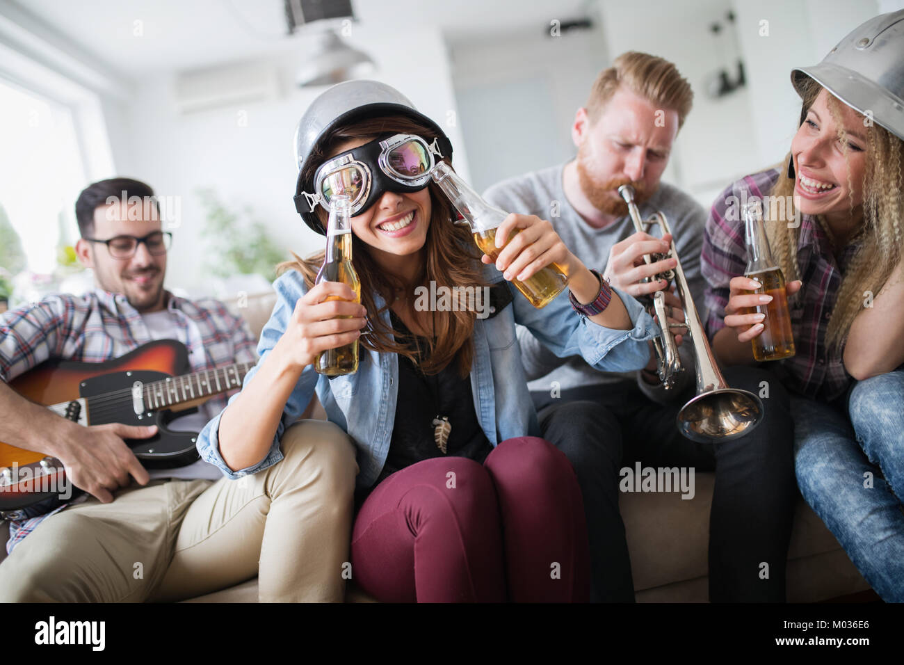 Cheerful happy group of friends having fun Stock Photo - Alamy