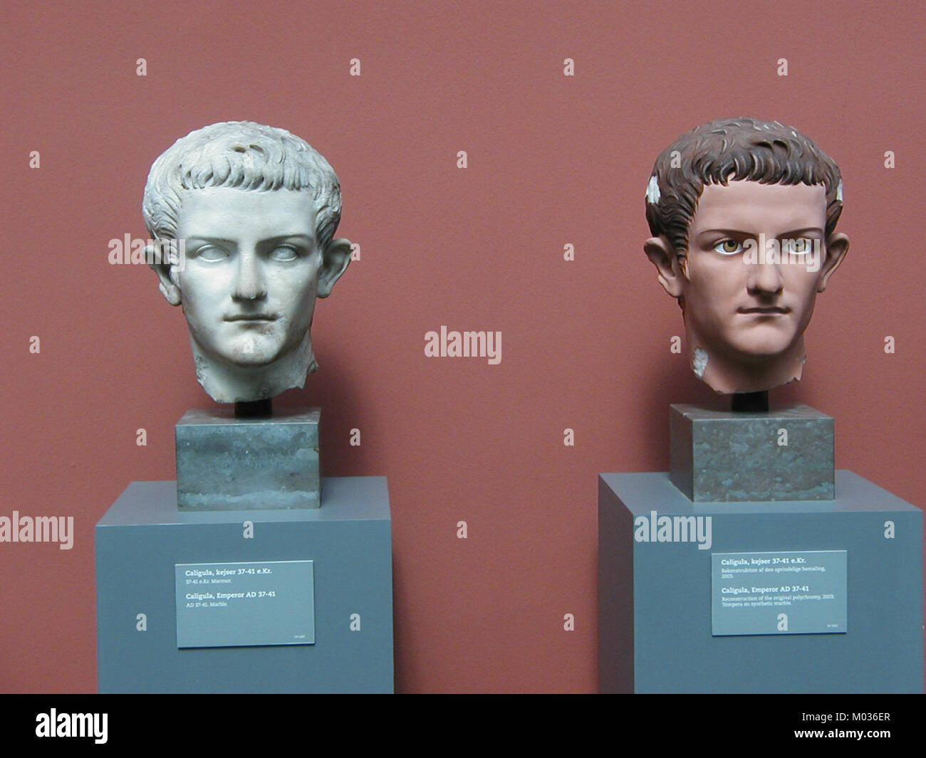 A reconstruction of the polychromy on a statue of Caligula. The ...