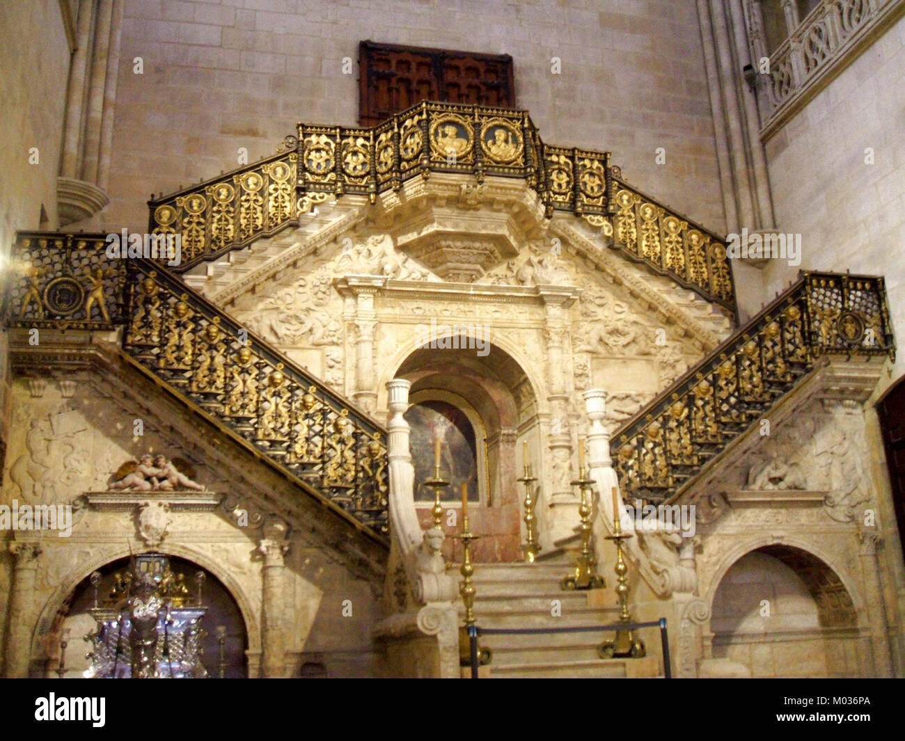 Burgos Cathedral, located in Burgos, Spain, features the Escalera ...