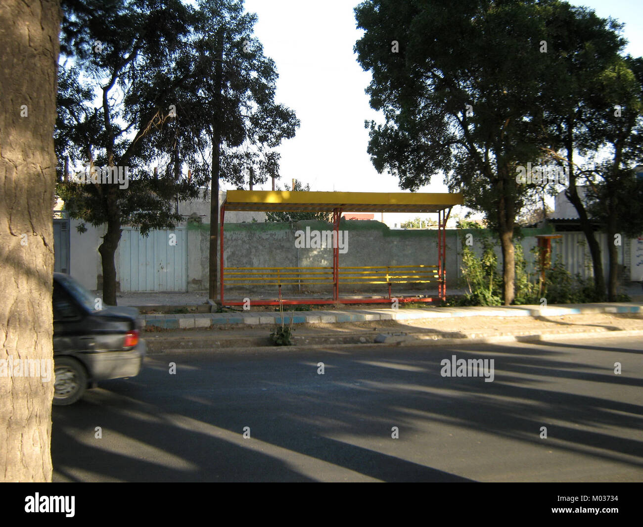 This bus stop located on Khayyam Boulevard in Nishapur, Iran, serves as ...