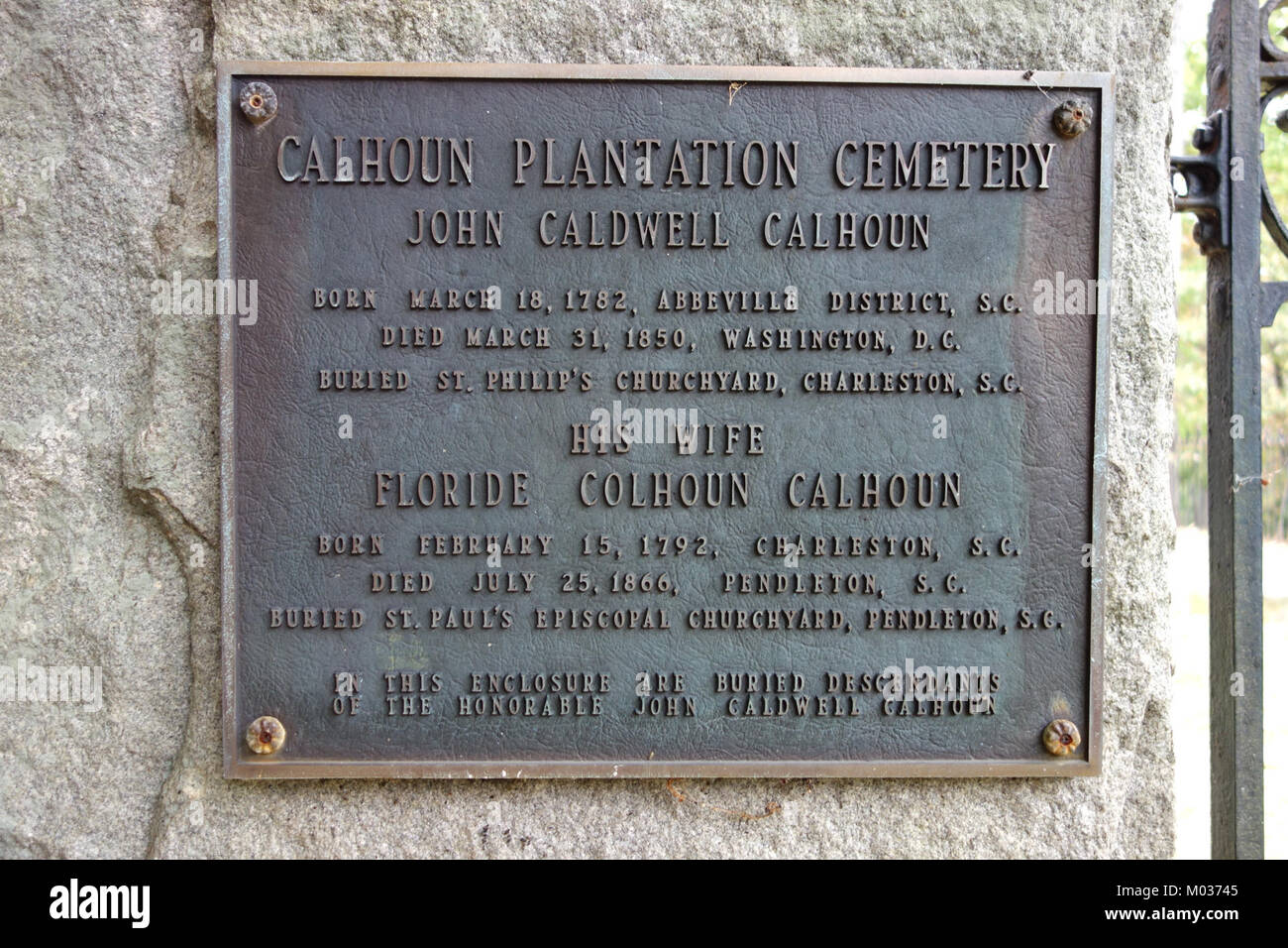 The Calhoun Plantation Cemetery, located at Woodland Cemetery on the ...