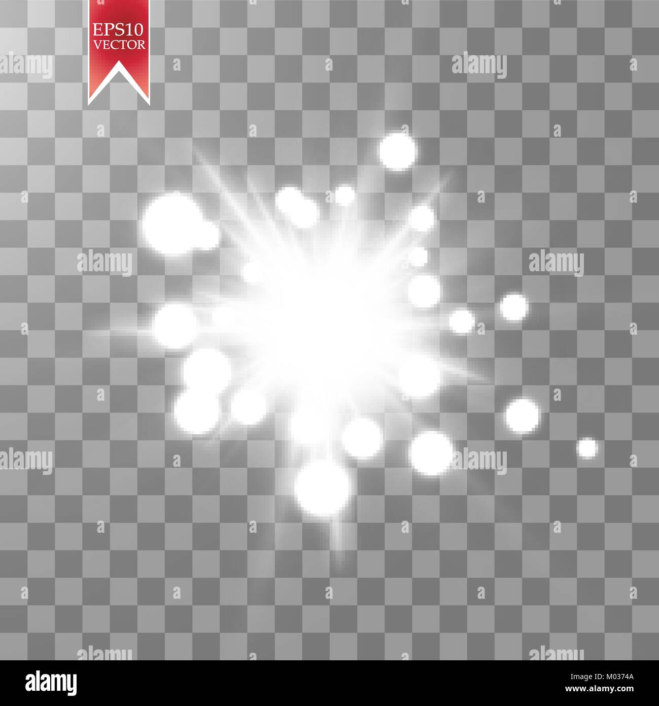 Glow light effect. Starburst with sparkles on transparent background ...