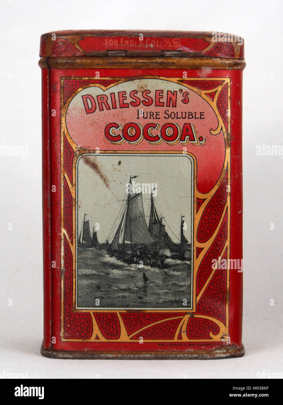 The image shows a can of Cacao A Driessen, a high-quality cocoa product ...