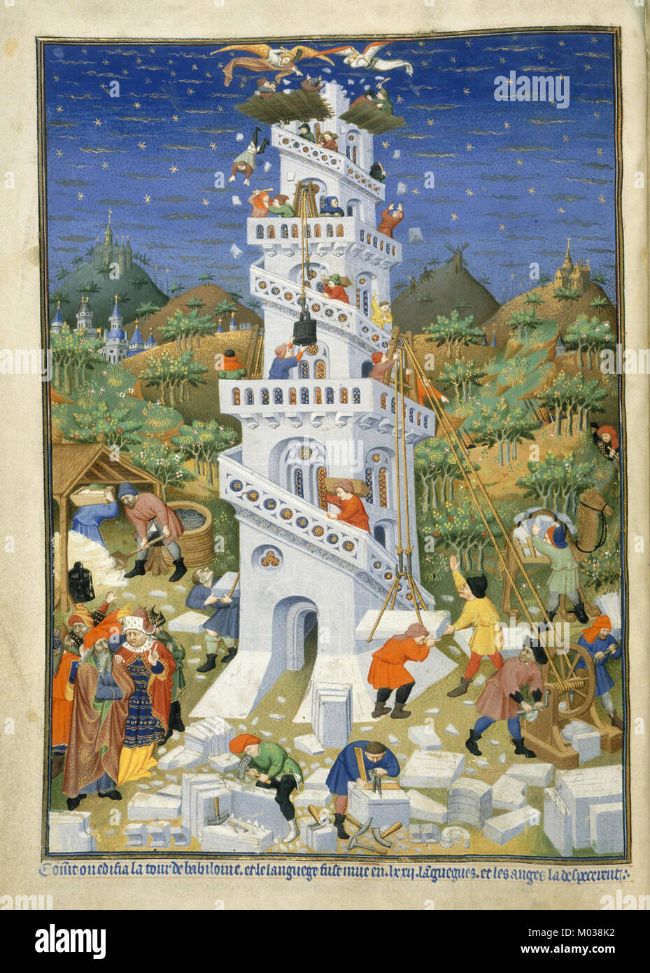 Building of the tower of babel bedford hours 1414 1423 hi-res stock ...