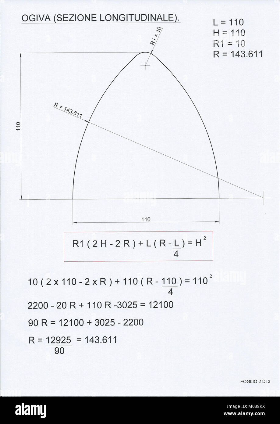 Calcolo dell'ogiva refers to the calculation process used in the design ...