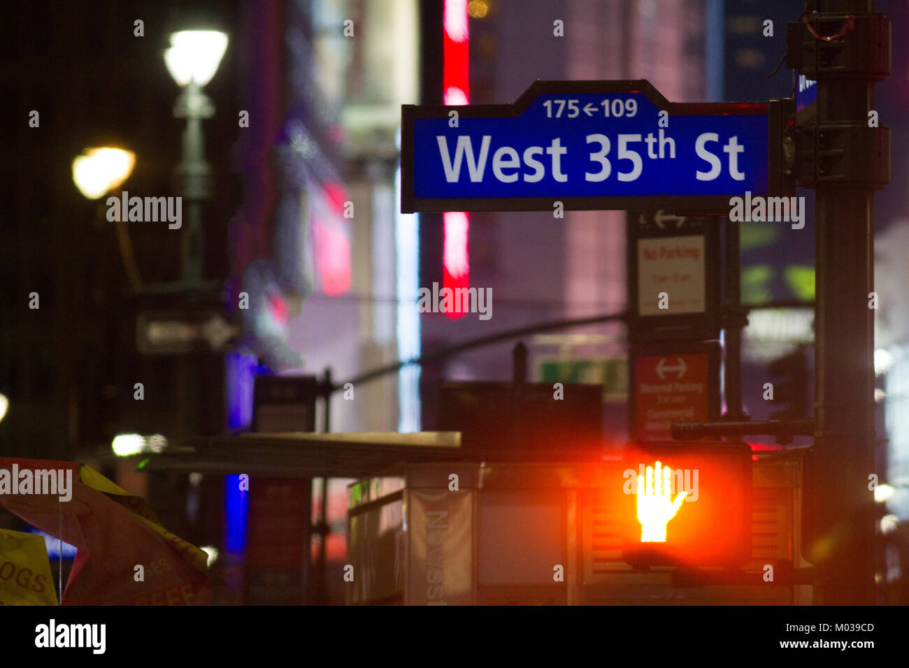 NEW YORK, USA - DECEMBER, 2017: Street sign - West 35th Street ...