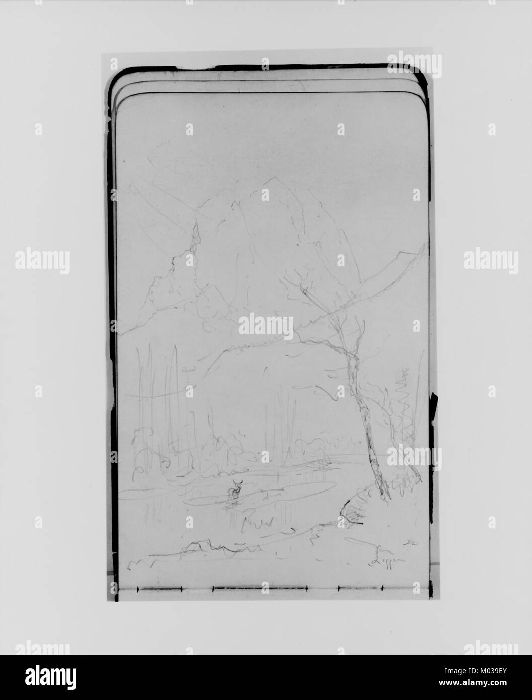 This sketch represents a Canadian mountain scene, showcasing the ...