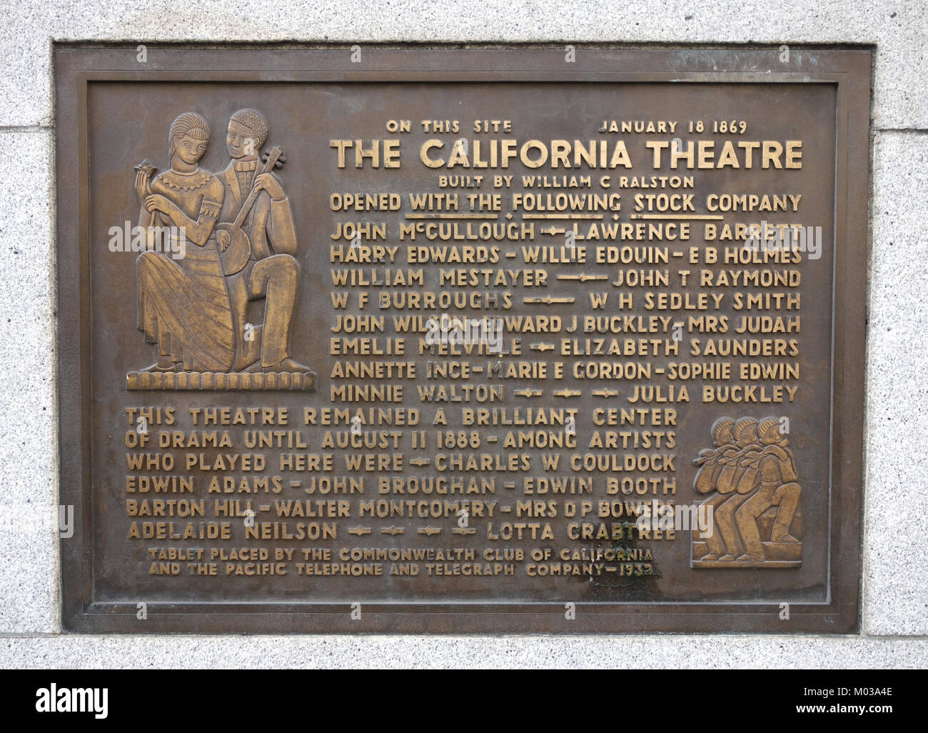 This plaque commemorates the California Theatre in San Francisco ...