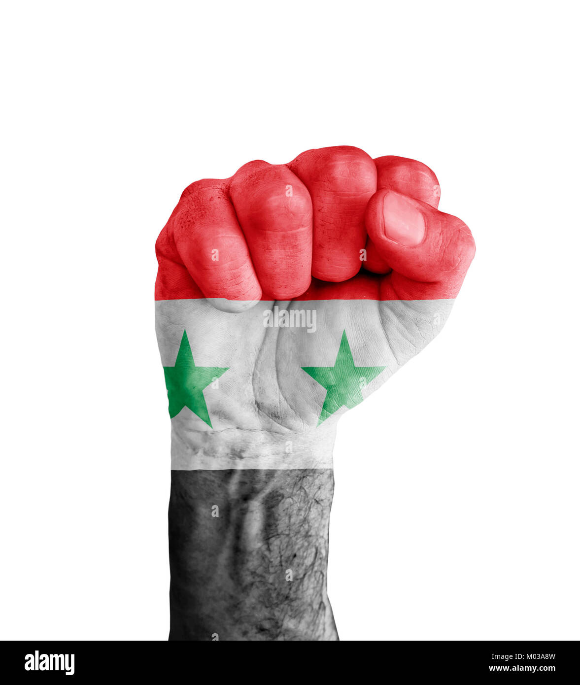 Flag of Syria painted on human fist like victory symbol Stock Photo - Alamy