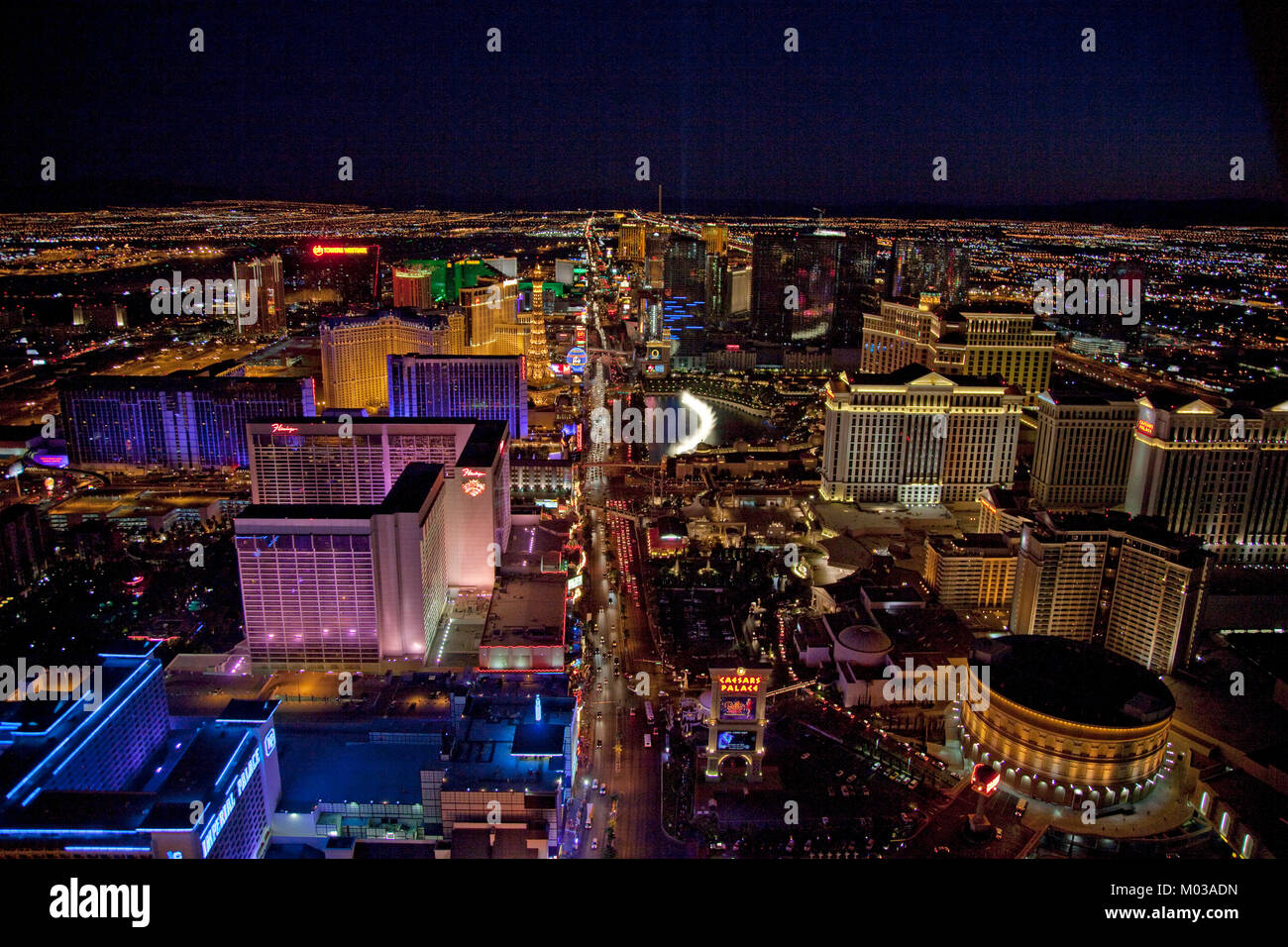 Las Vegas Nevada Night aerial view Stock Photo - Alamy