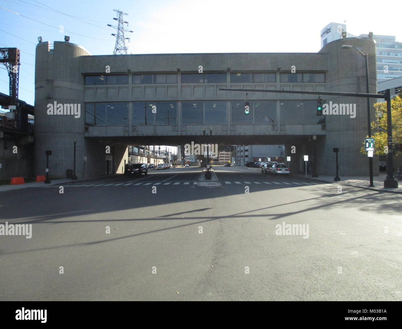 A photograph of the Bridgeport Transportation Center, capturing its ...